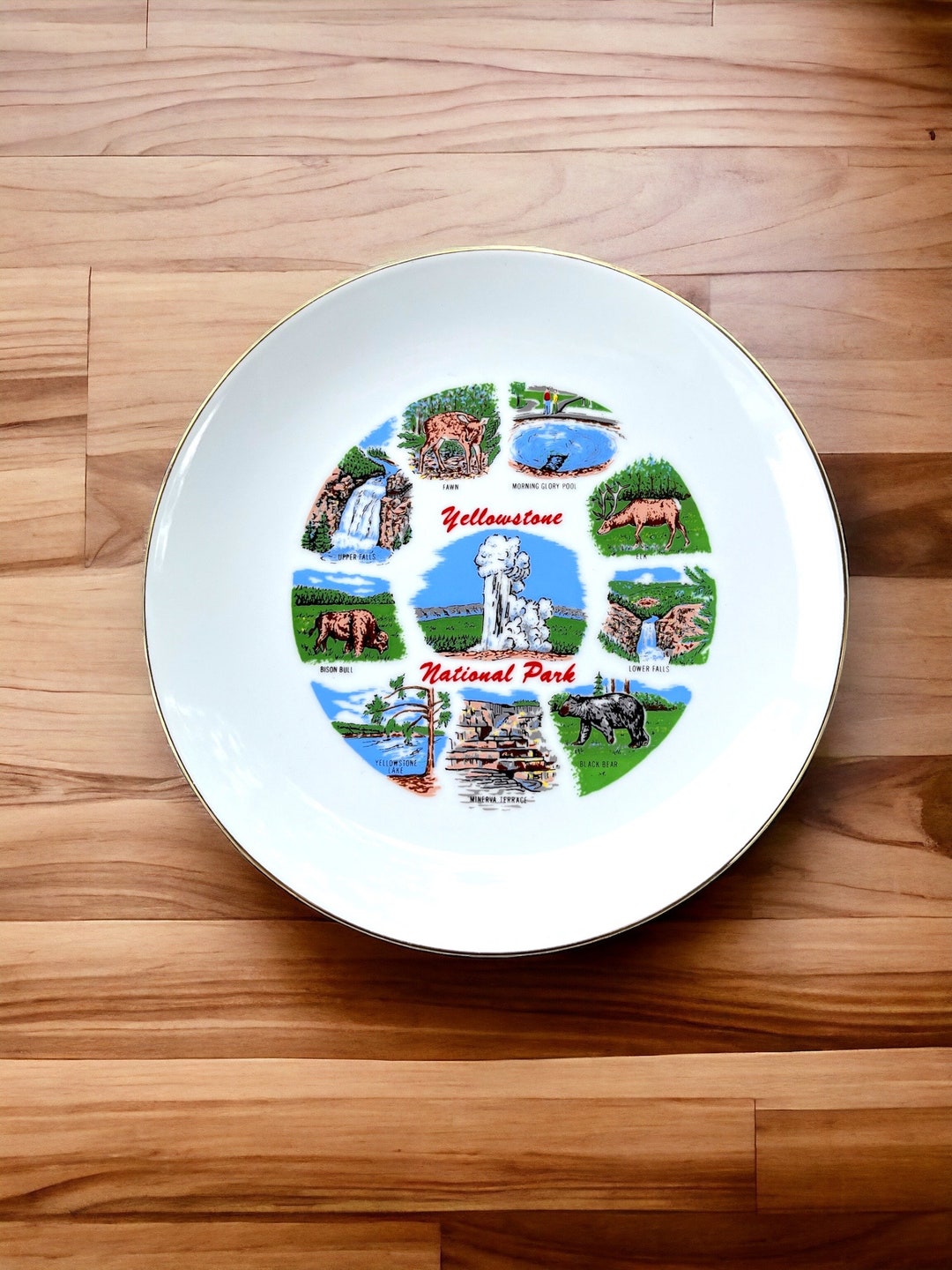 Vintage Collector Souvenir Plate - Yellowstone National Park Souvenir ...