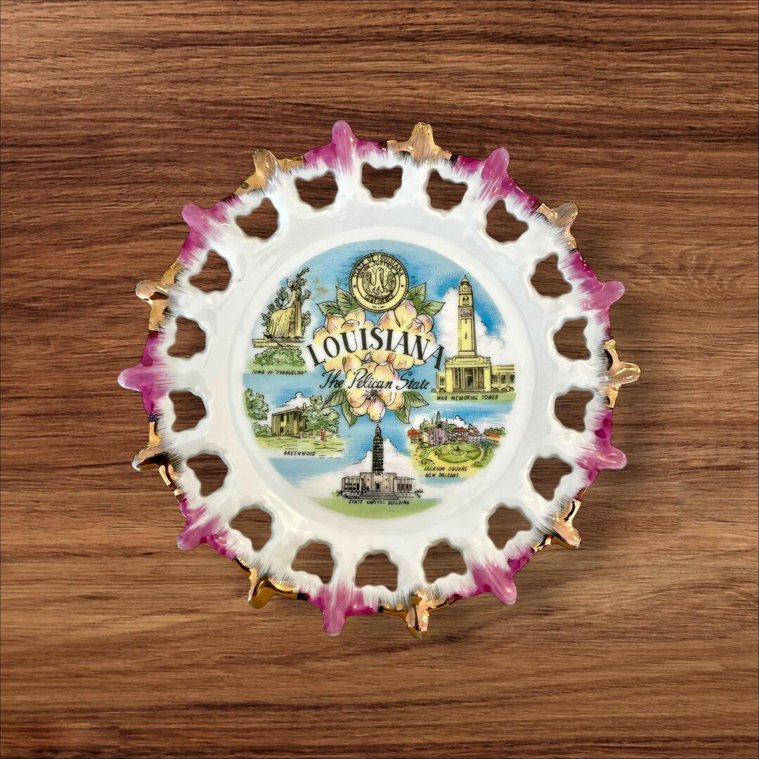 Vintage Souvenir Collectible Plate - Louisiana -collector Plate - Etsy