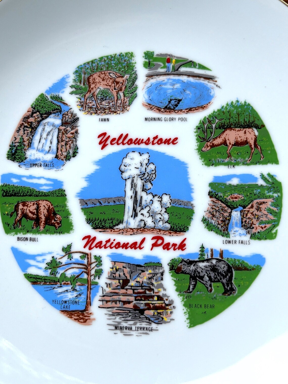 Vintage Collector Souvenir Plate Yellowstone National Park Souvenir ...