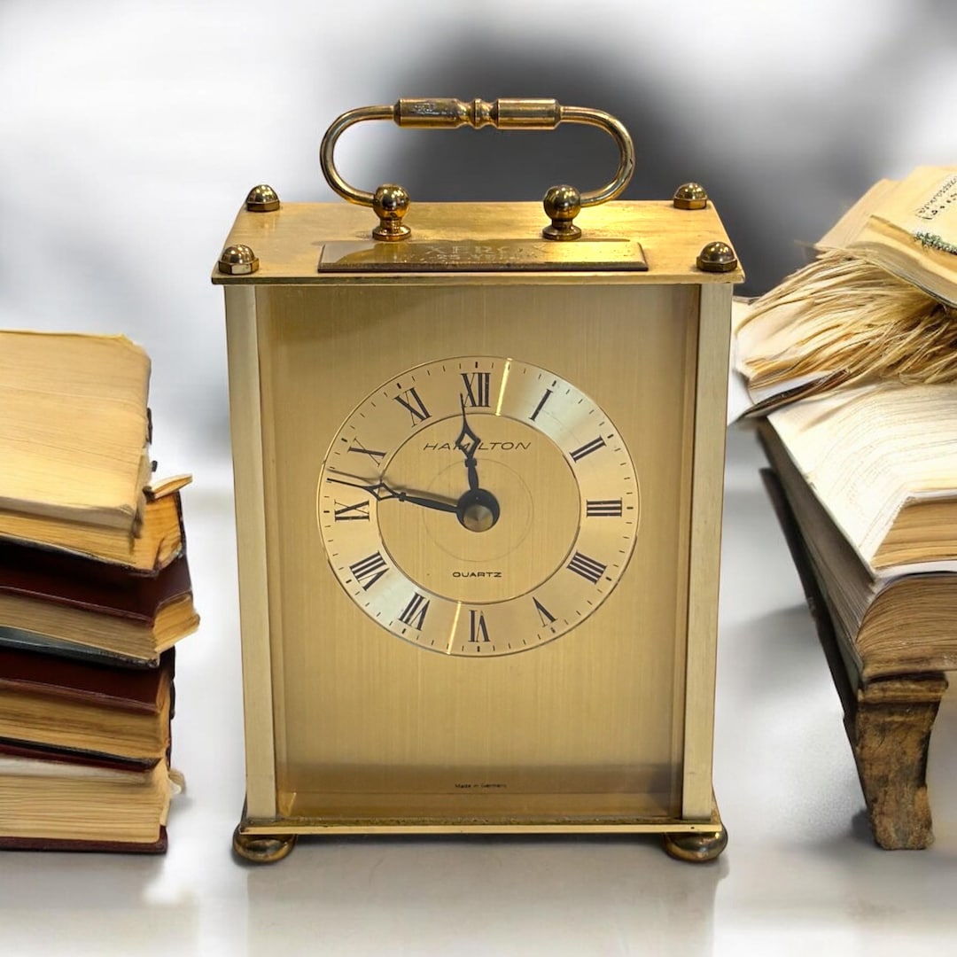 Vintage Hamilton Brass Desk Clock - Vintage Clock - Hamilton Clock - Etsy