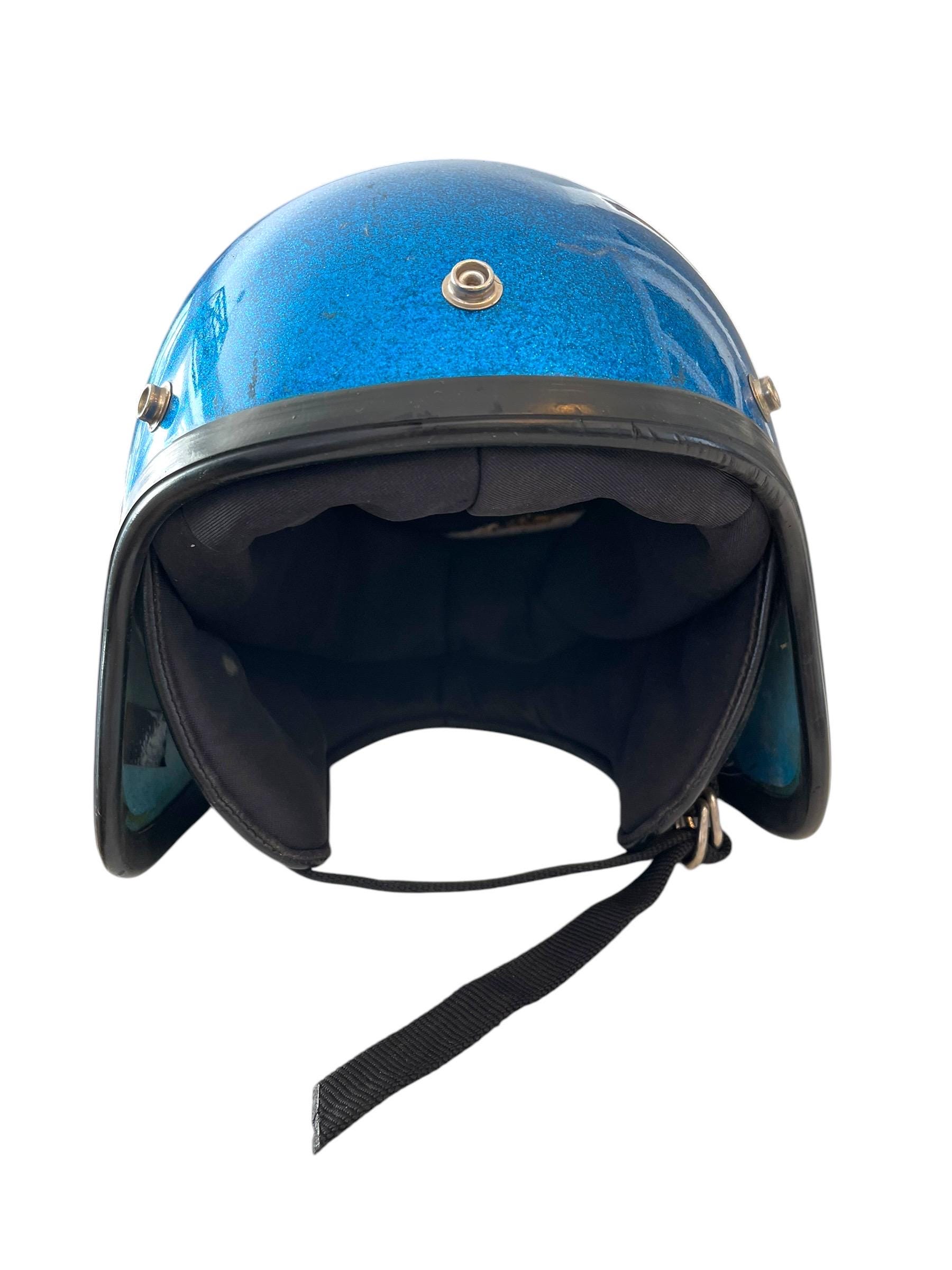 Vintage Motorcycle Helmet - Metal Flake Flared Style Motorcycle Helmet ...