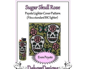 Beading Pattern: Skull Lighter Cover in Brick Stitch or Even Peyote ...