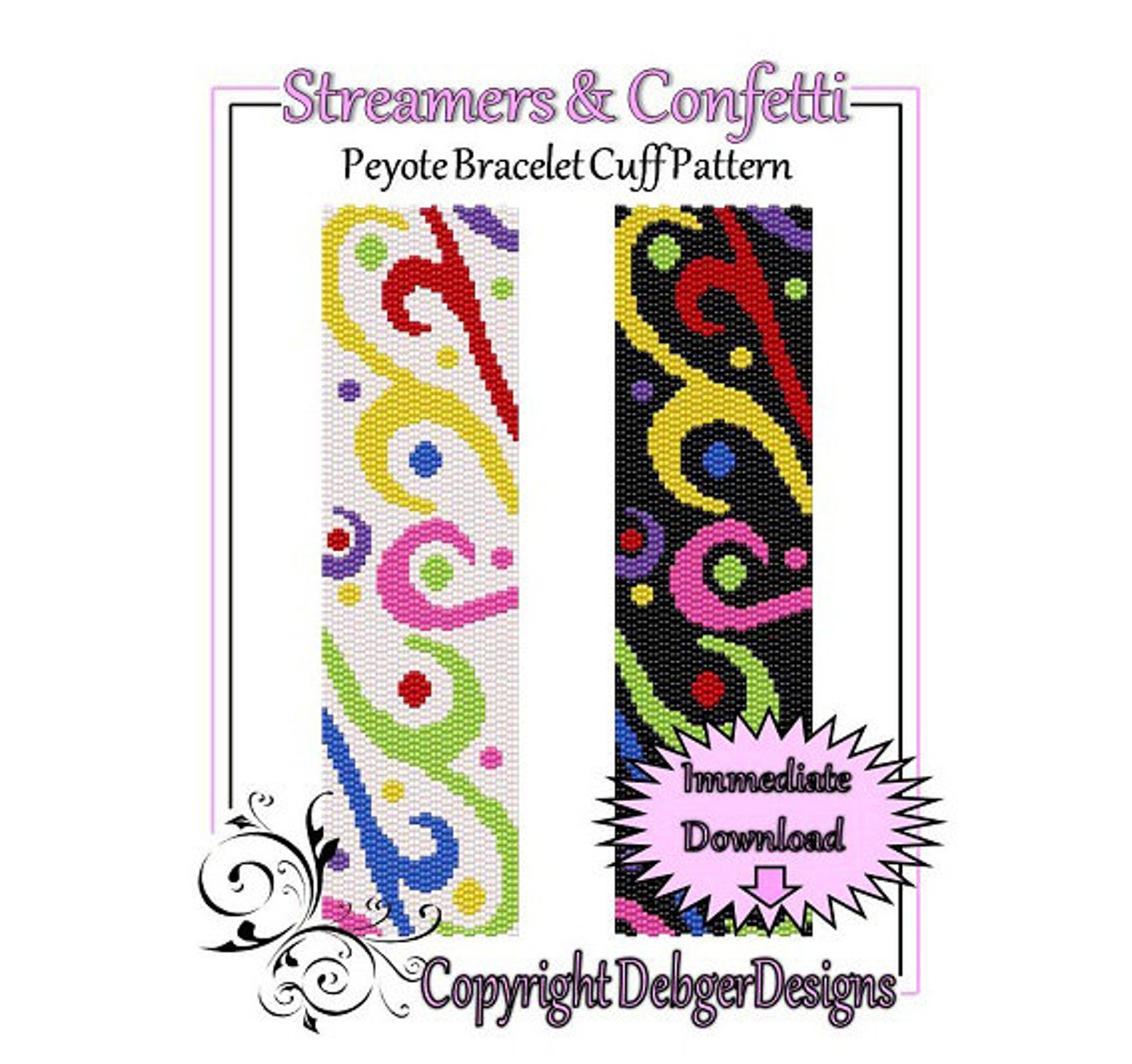 Bead Pattern Peyote(bracelet Cuff)-streamers and Confetti - Etsy