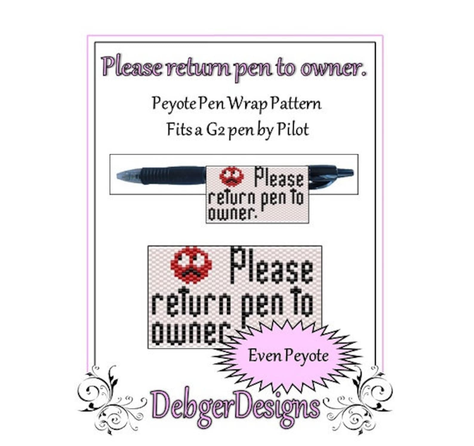 Peyote Beading Pattern (pen Wrap/cover)-please Return Pen to Owner. - Etsy