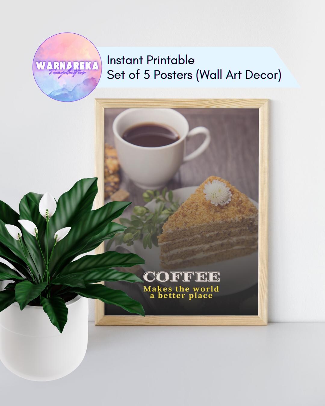 Modern Wall Art | Set of 5 Posters | Home Cafe Decor | Coffee ...