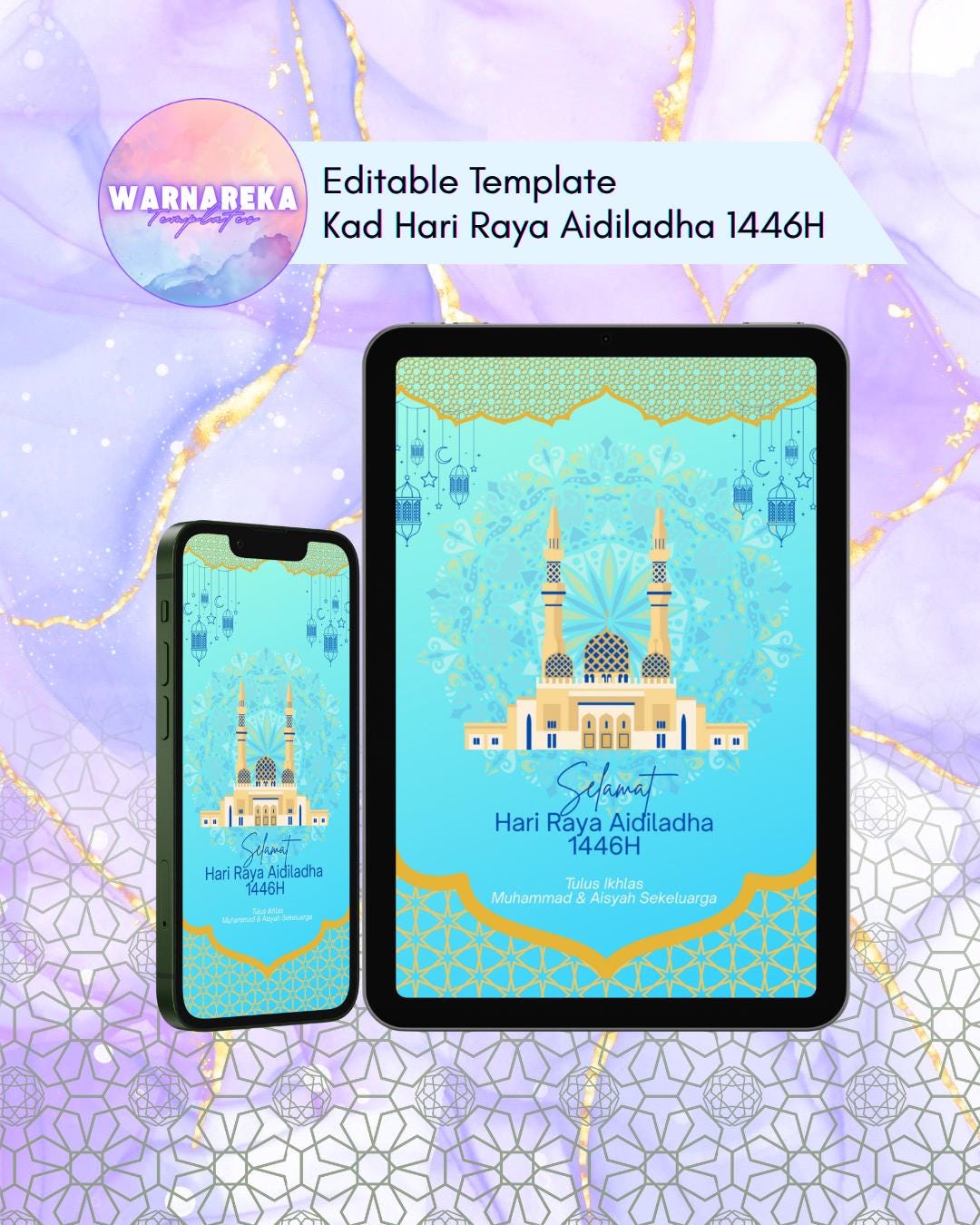 Editable Eid Al-adha Greeting Card | Kad Raya Aidiladha Digital | Canva ...