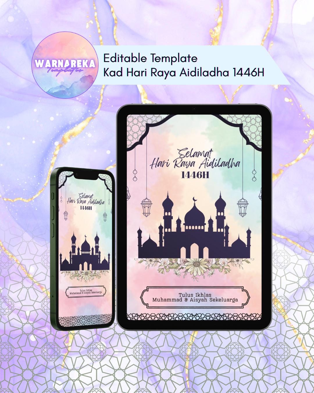 Editable Eid Al-adha Greeting Card | Kad Raya Aidiladha Digital | Canva ...