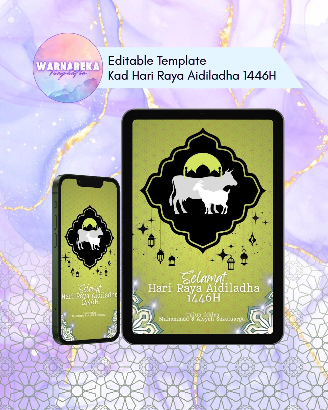 Editable Eid Al-adha Greeting Card | Kad Raya Aidiladha Digital | Canva ...