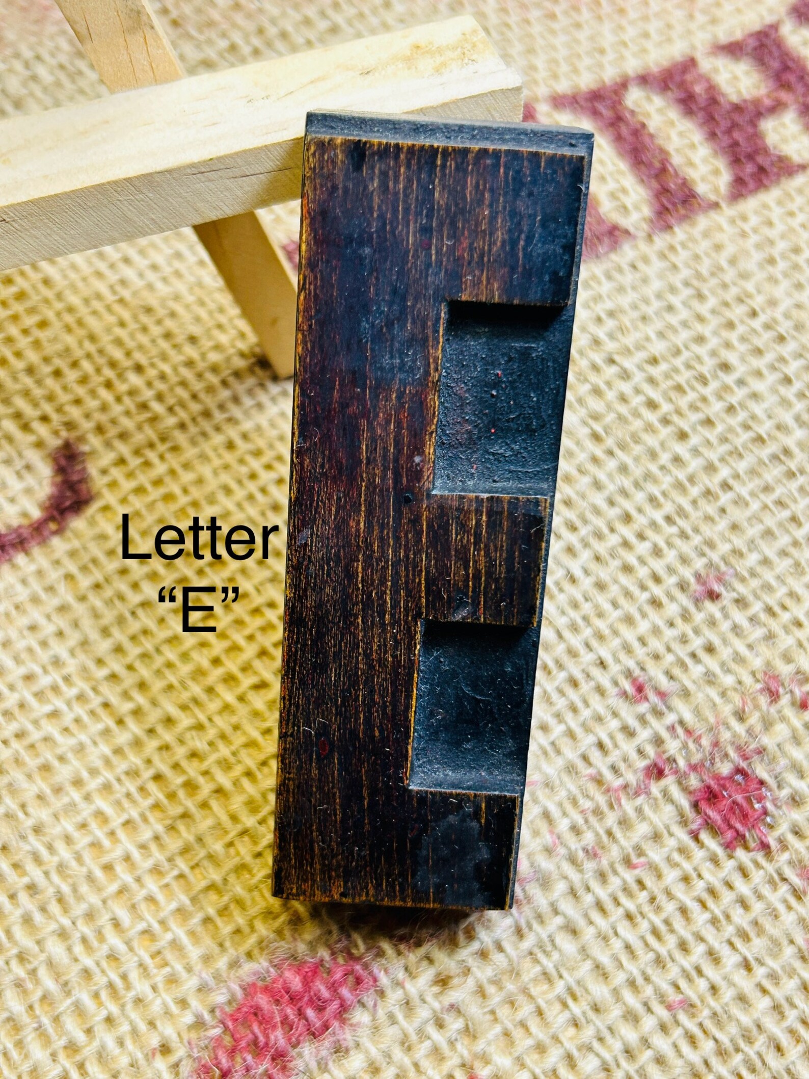 Antique Letter "e" Solid Wood Stamp Bold Typeface, Sans-serif, (4" X 1 ...