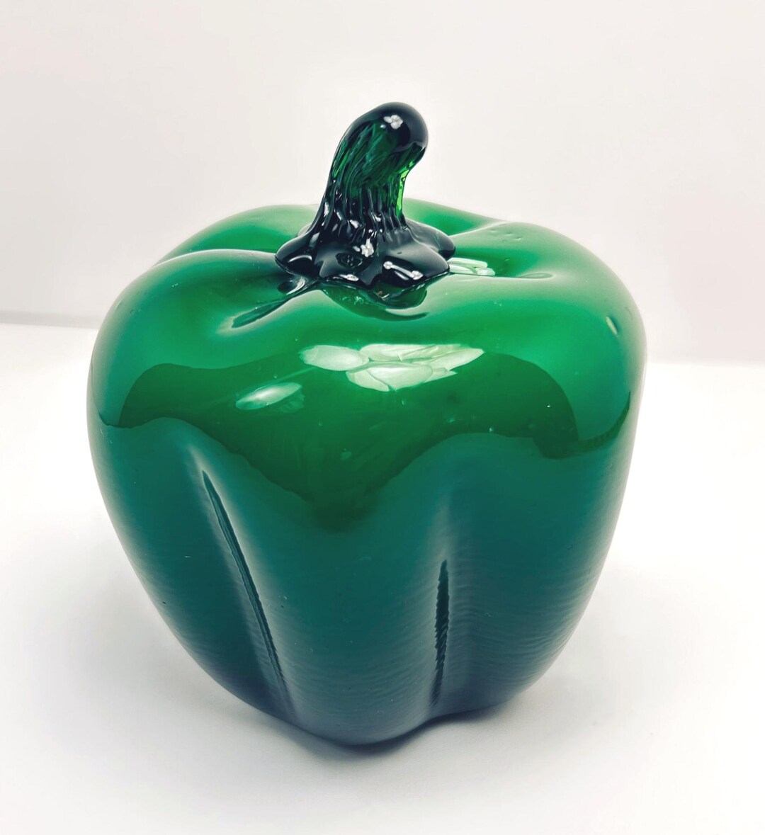 Hand Crafted Art Glass Green Bell Pepper Vegetable, Encased Glass With ...