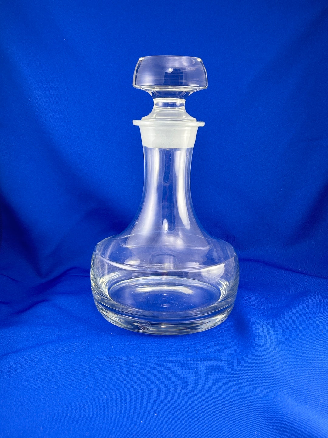 Romanian Handcrafted Thick Glass Decanter W Label, Danish Modern Sleek ...
