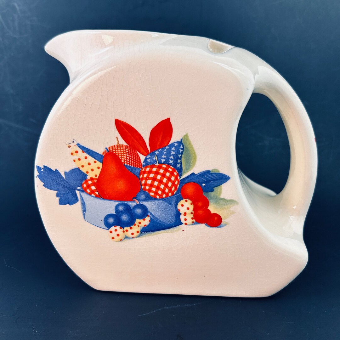 1940s Ceramic Pitcher Calico Fruit Universal Cambridge Tip Top ...