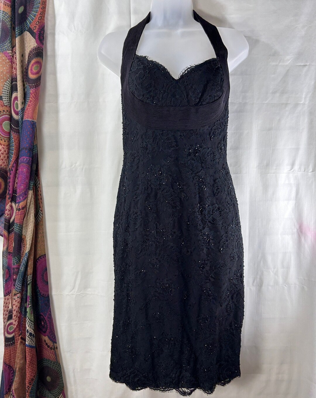 Vintage 90's Black Cocktail Dress Helen Morley Beaded Silk Lace Size 6 ...