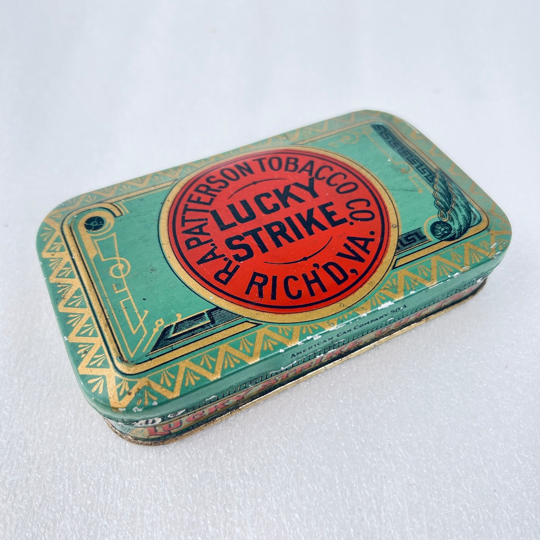 Antique Tobacciana Tin Patterson Lucky Strike Hinged Tin, Art Deco ...