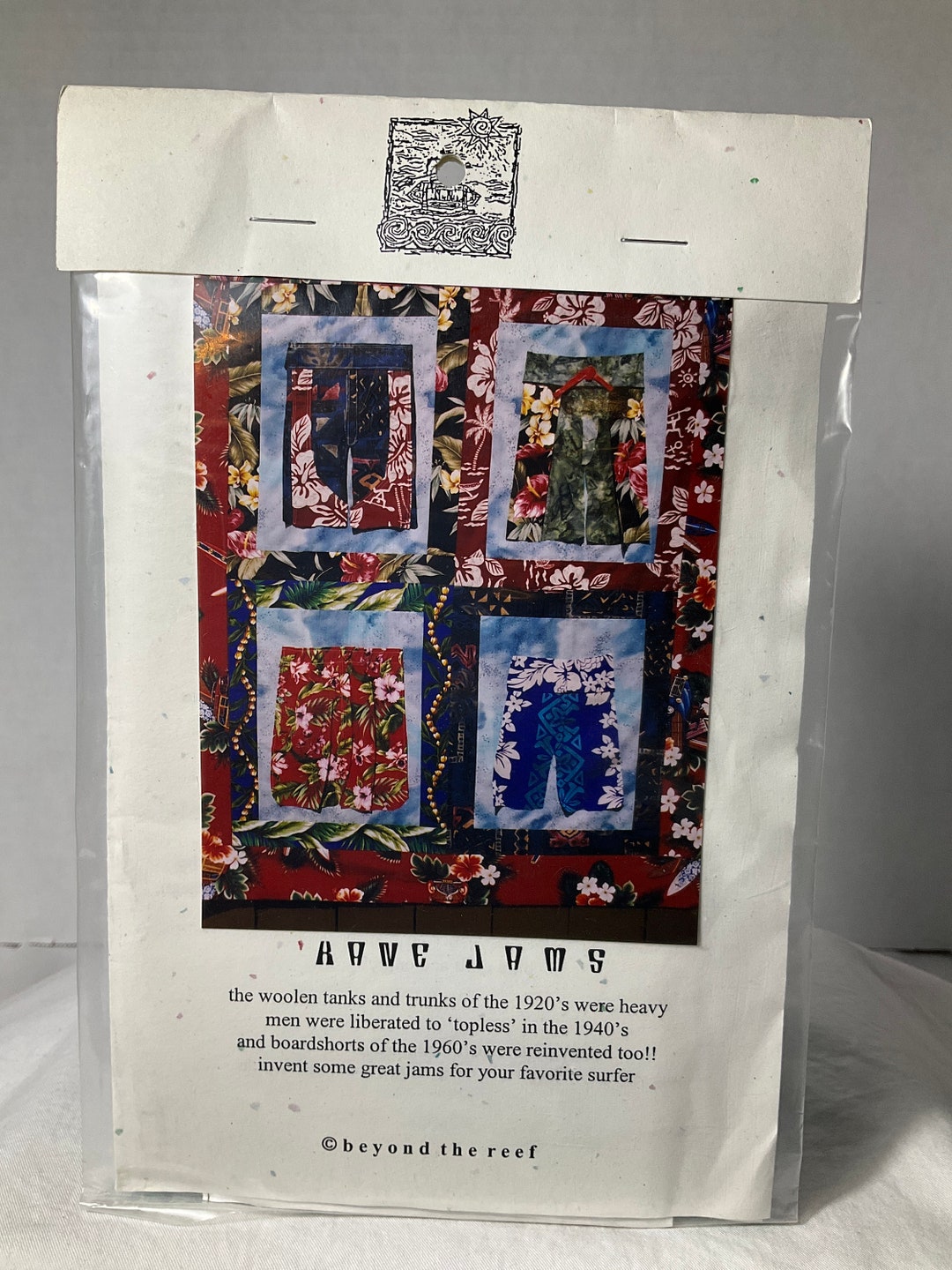 NIP Paper Quilt Pattern 37" X 64" Surfer Swim Jams Tropical Beach Sew ...