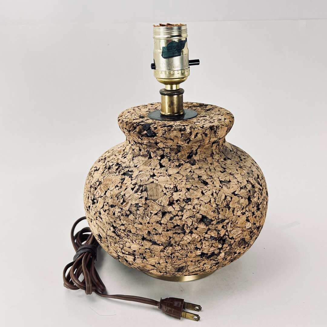 MCM Organic Modern CORK Lamp, Circa 1960, Works, No Shade, Working ...
