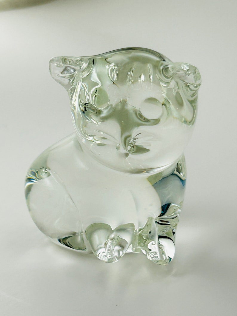 Crystal Cat Figurine, Solid Clear Glass Palm Size Collectible Gift - Etsy