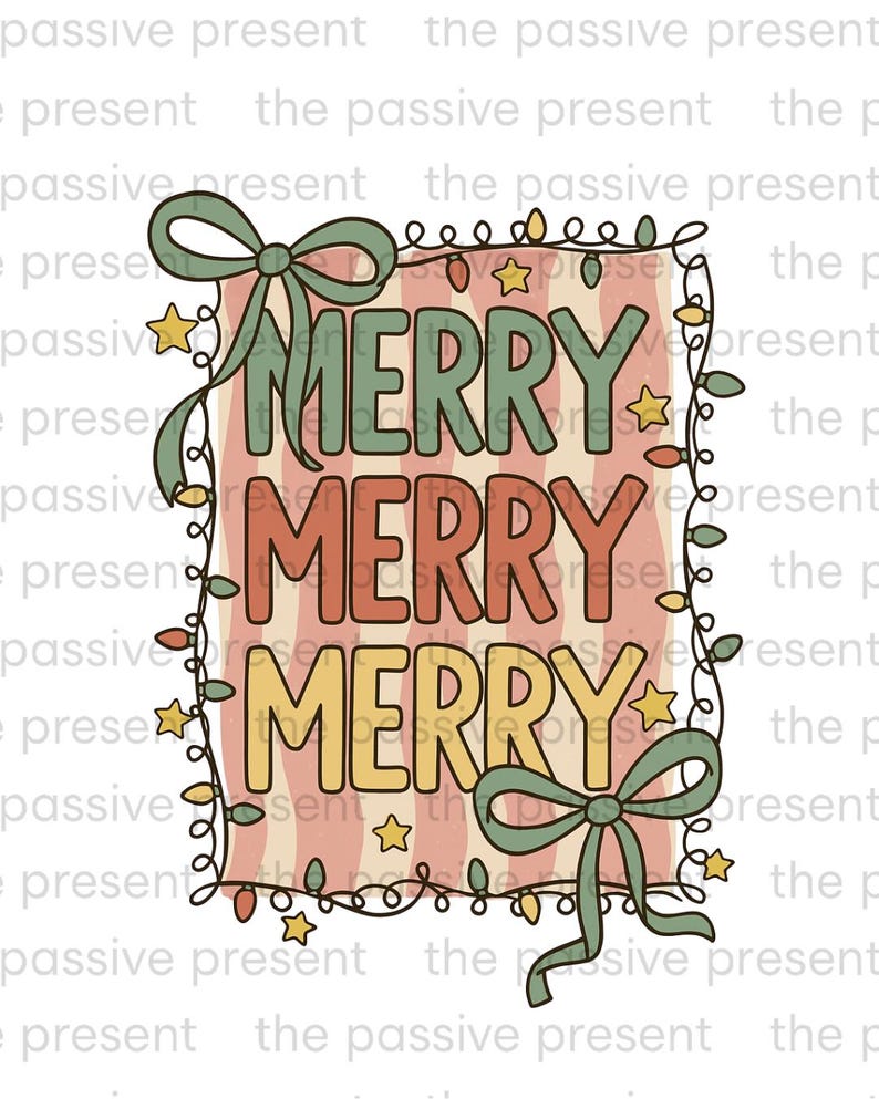 Merry Merry Merry SVG | Cute Christmas PNG | Retro Holiday Shirt Design ...
