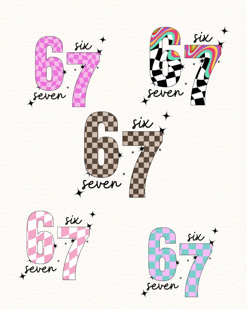 Six Seven Checkerer PNG | #67 Trend Clipart 6 & 7 Design | Tiktok Viral ...