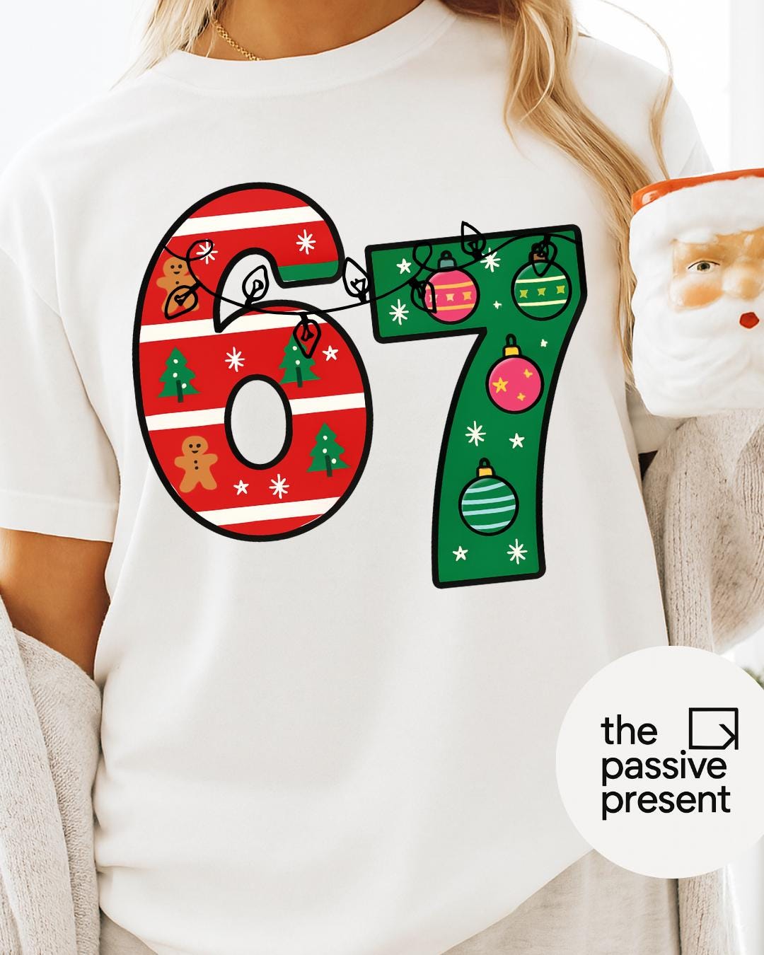 Christmas 67 PNG, Festive Red and Green Number Clipart, Holiday Digital ...