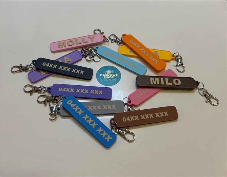 Custom Keyring - Personalised Name Tag - Luggage Tag - Lead Tag ...
