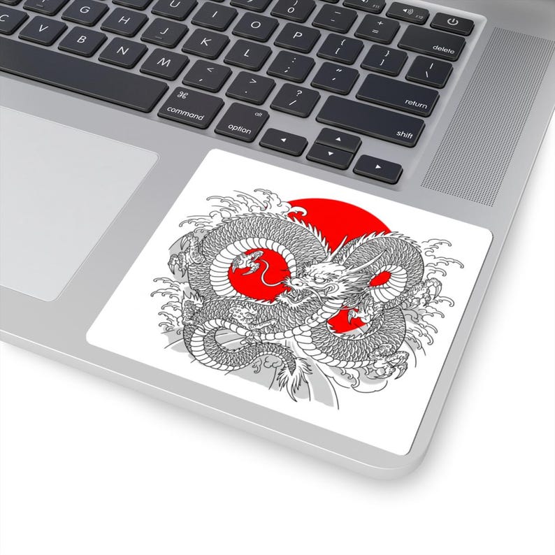 Japanese Dragon Sticker - Traditional Irezumi Tattoo Style - Red Sun ...