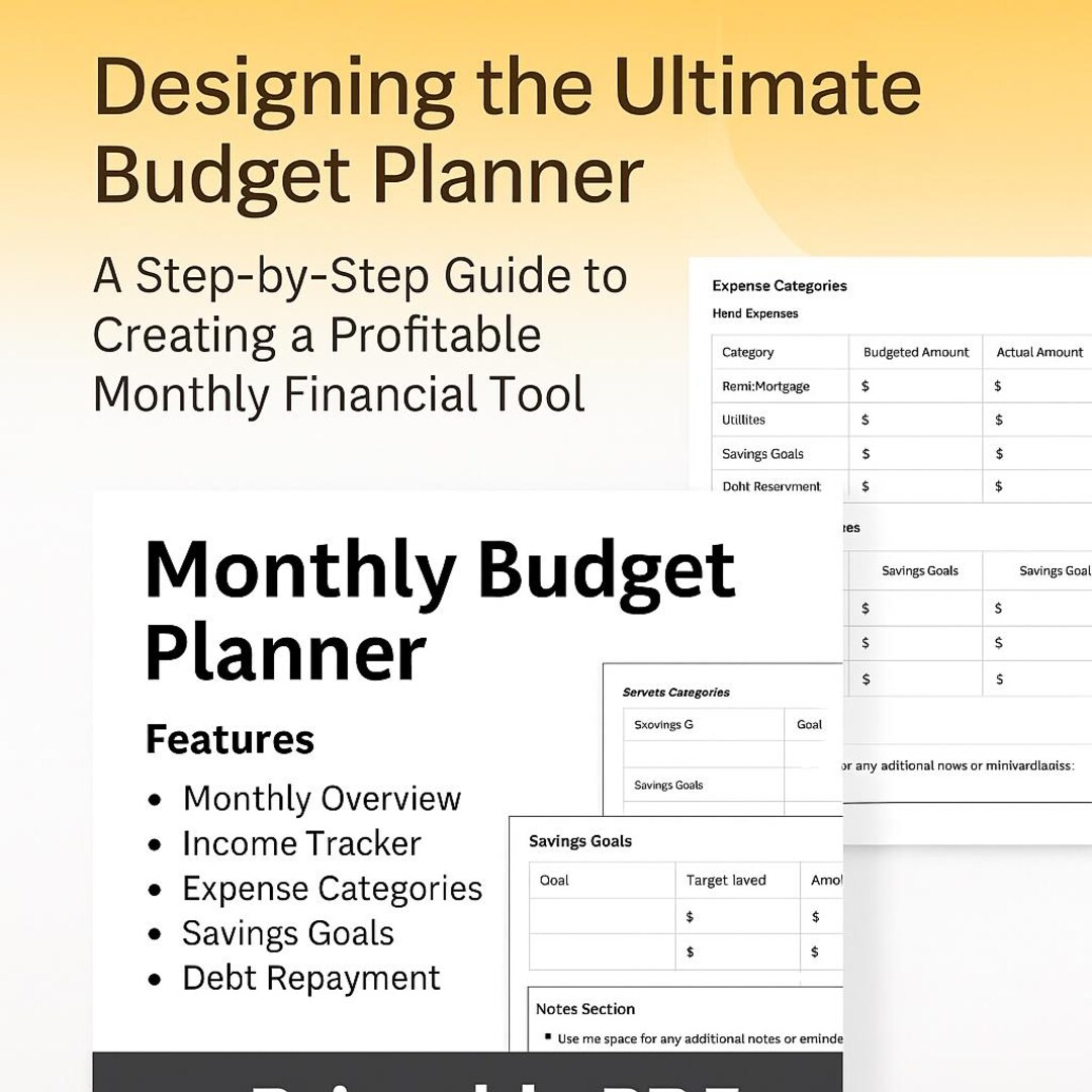 Monthly Budget Planner Printable PDF | Bold Modern Finance Tracker ...