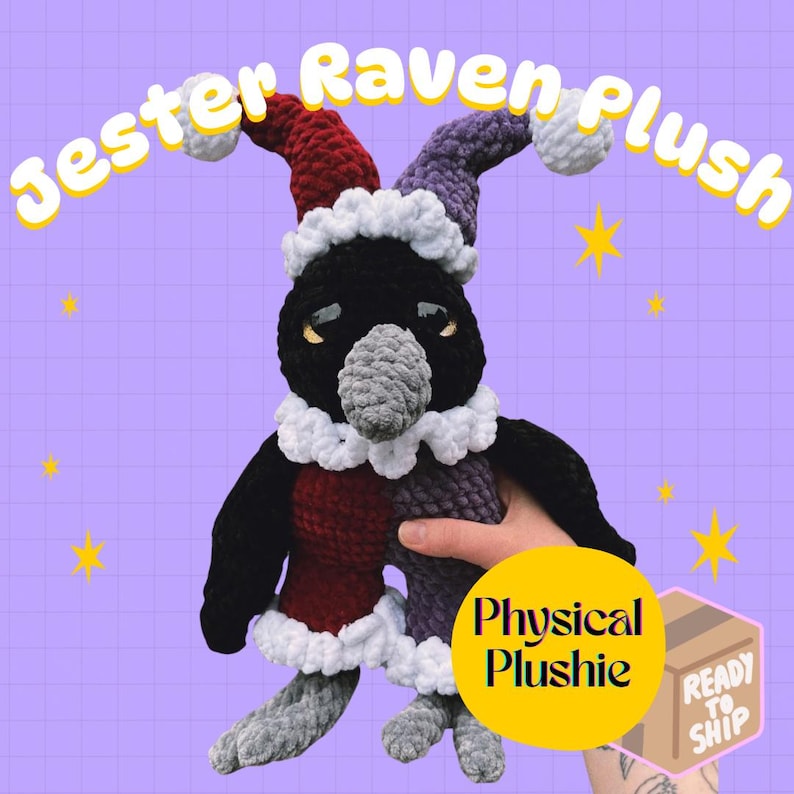 Handmade Crochet Jester Raven Plushie - Etsy