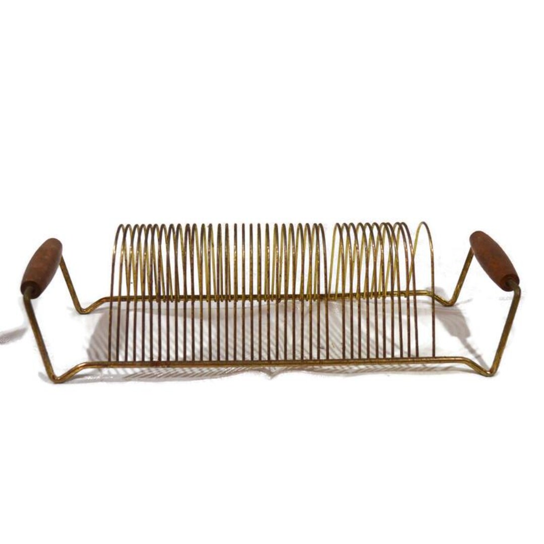 Vintage Wire 45 Record Holder With Wooden Handles for Easy ...