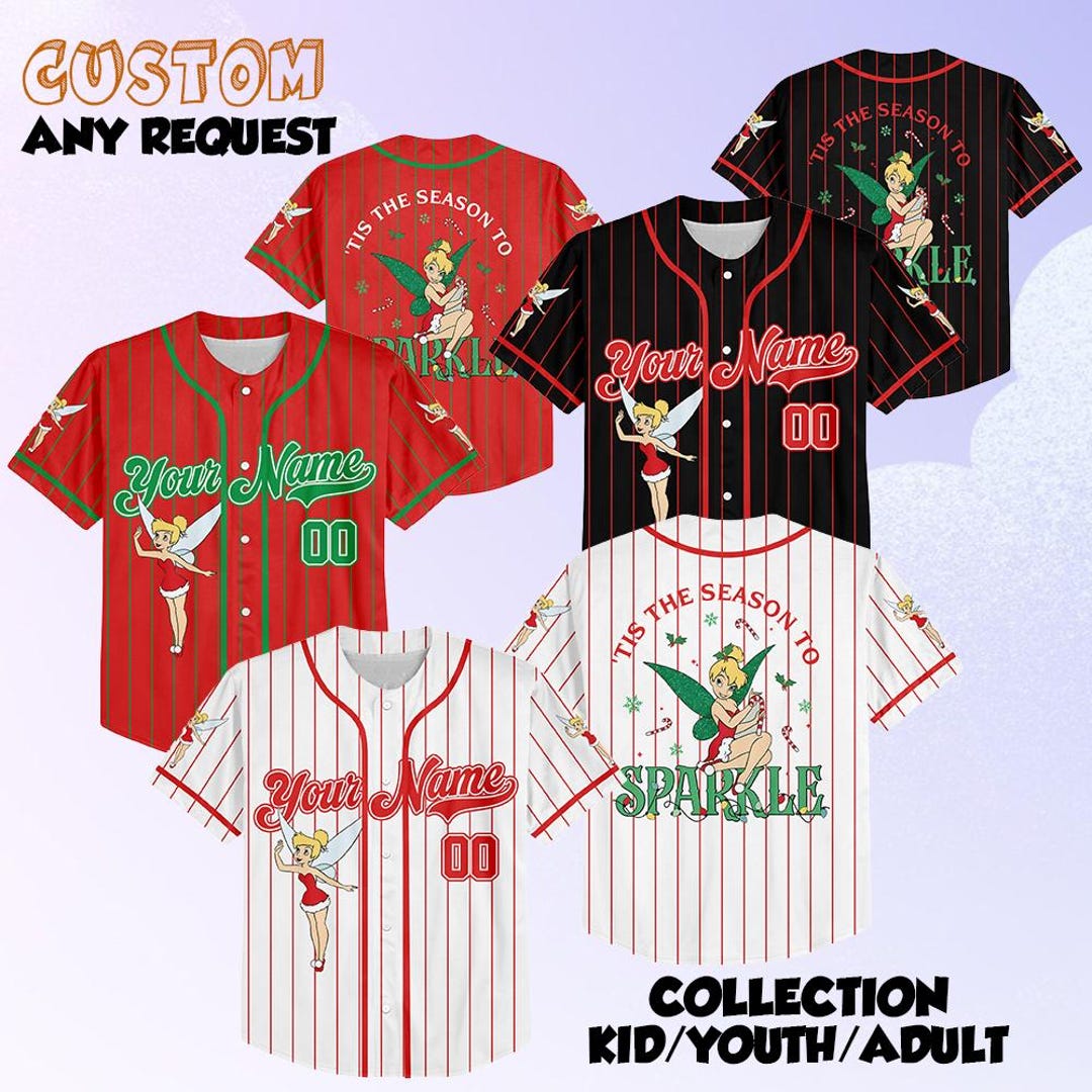 Personalized Tinker Bell Disney Christmas Baseball Jersey, Disney ...
