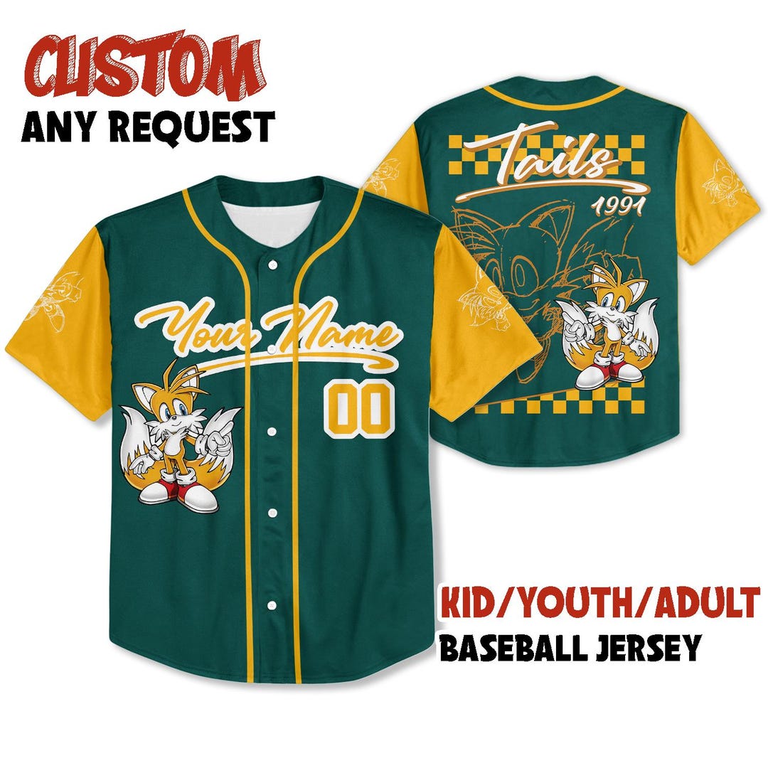 Custom Sonic the Hedgehog Miles Tails Baseball Jersey, Miles Tails ...
