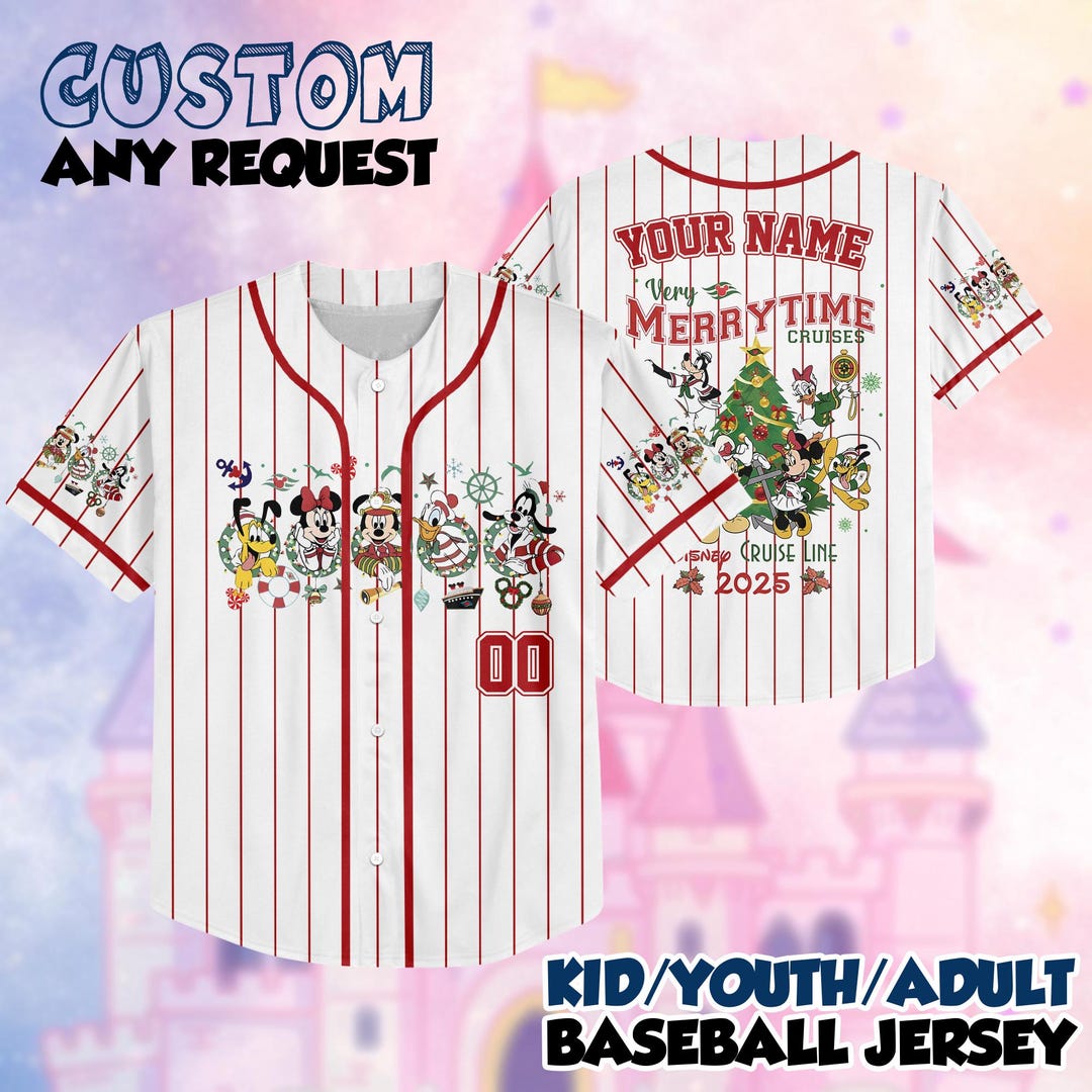 Personalized All Characters Santa Disney Christmas Baseball Jersey ...