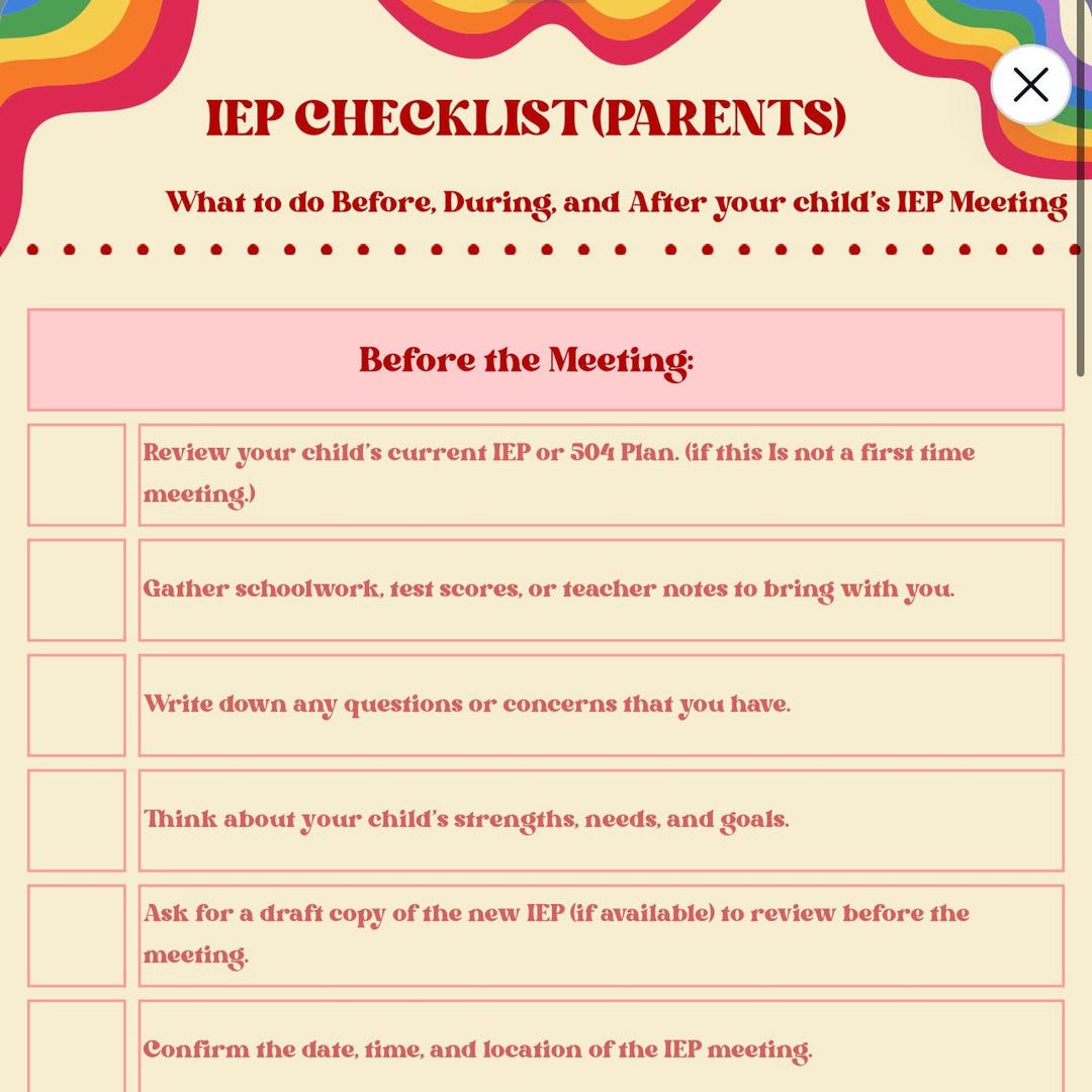 Parent-friendly IEP Checklist - Etsy