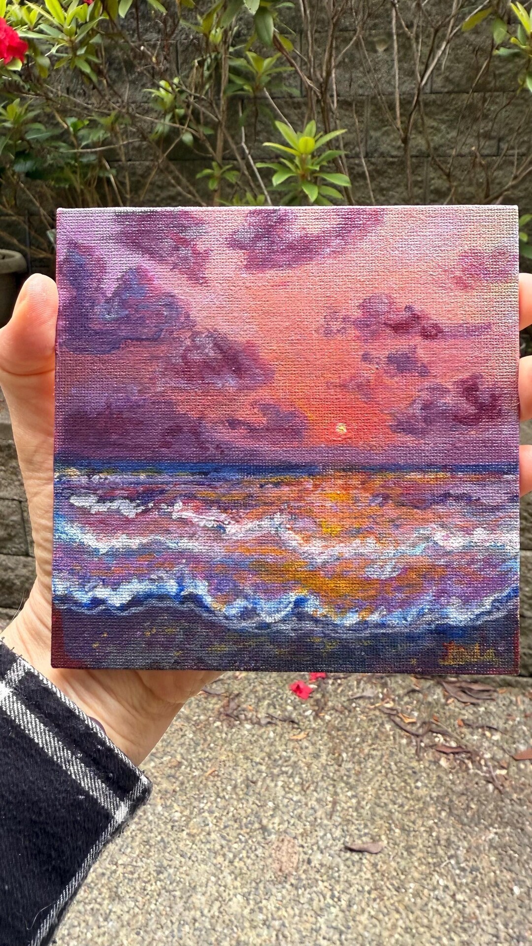 Original Acrylic Miniature Painting of the Purple Beach Sunset - Etsy