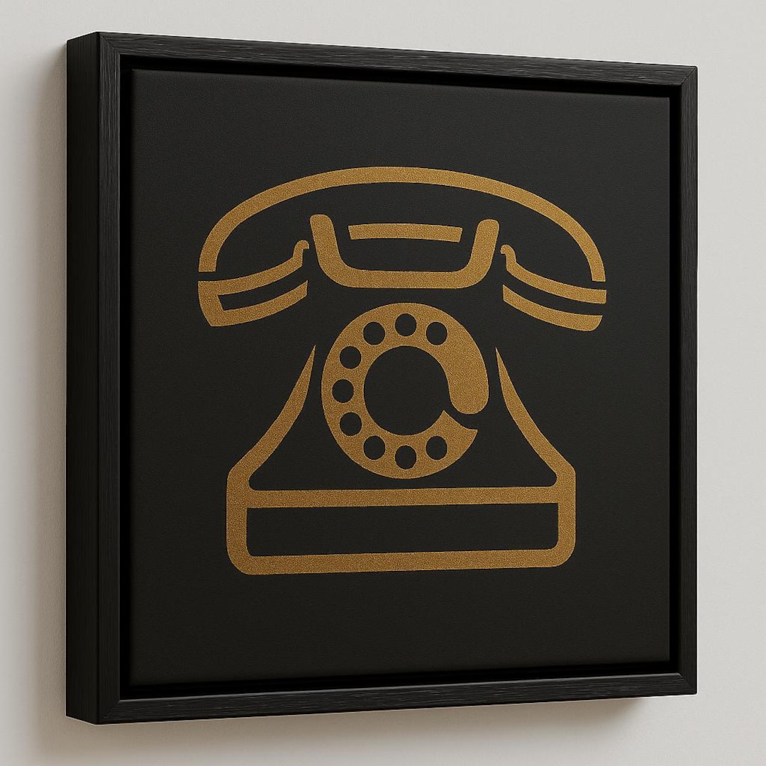 Vintage Telephone Wall Art, Gold Retro Phone, Old Phone Icon, Classic ...
