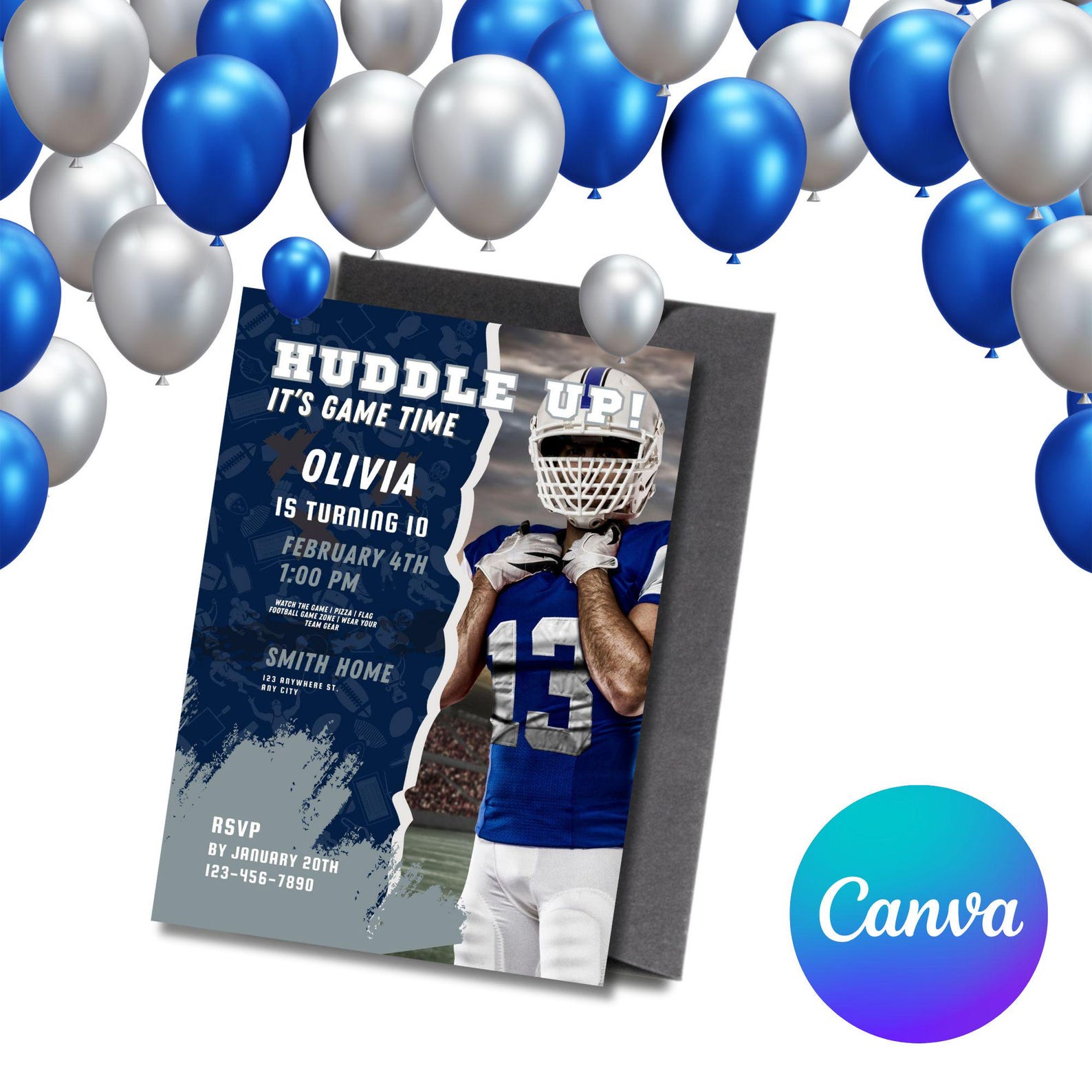 Dallas Cowboys Birthday Invitation | Football Theme, Canva Template ...