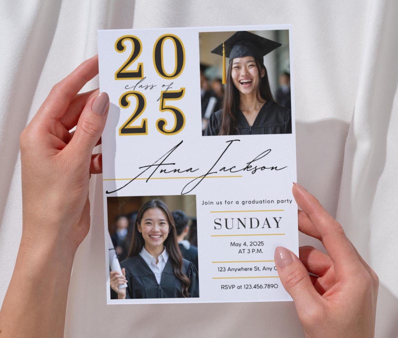 Graduation Invitation 2025, Graduation Announcement Template, Editable ...