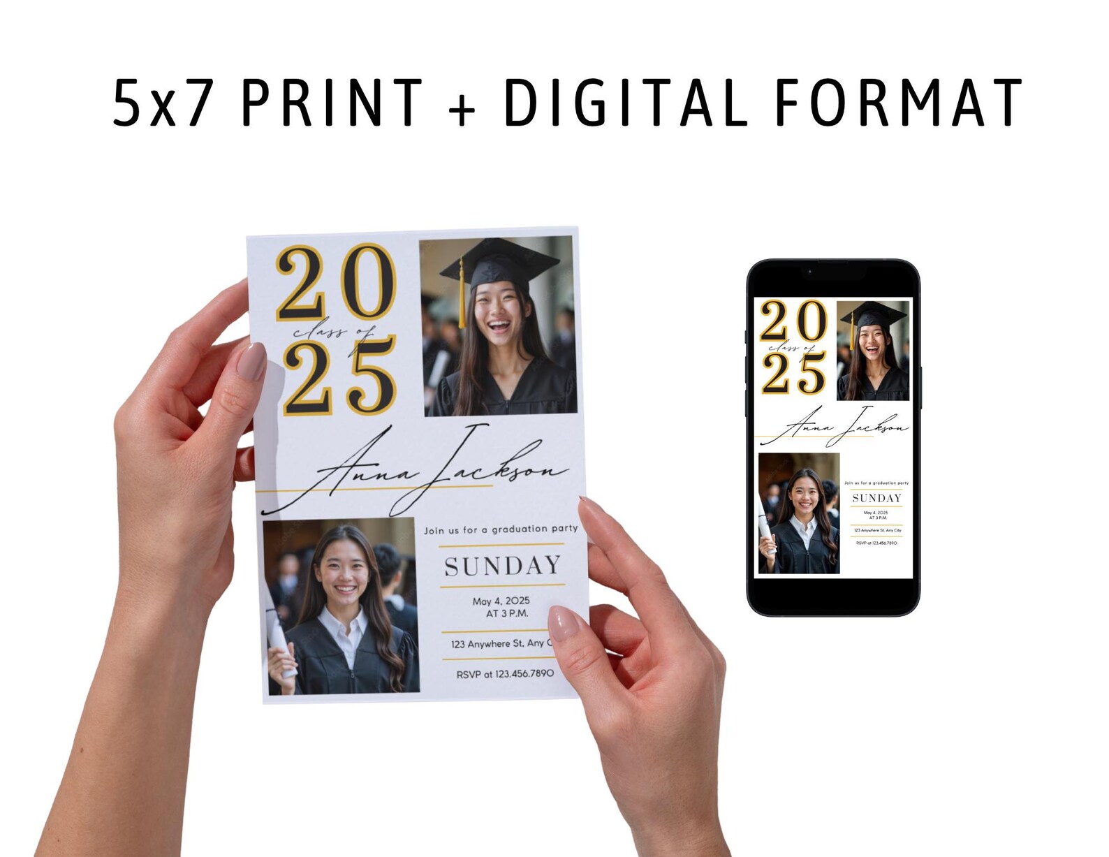 Graduation Invitation 2025, Graduation Announcement Template, Editable ...