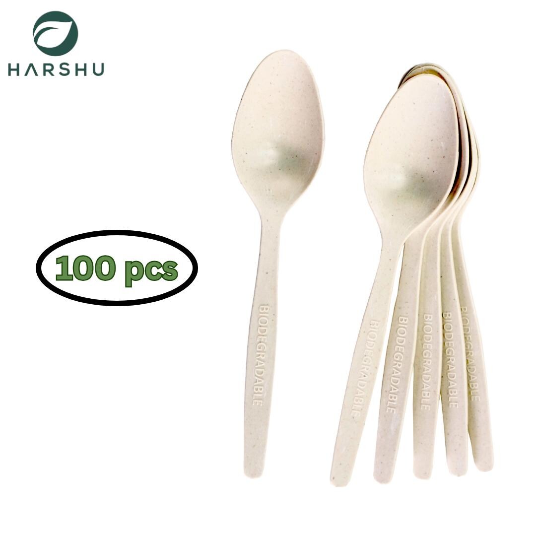 Cornstarch Disposable Spoons - 100 Pack Eco-friendly Cutlery for ...