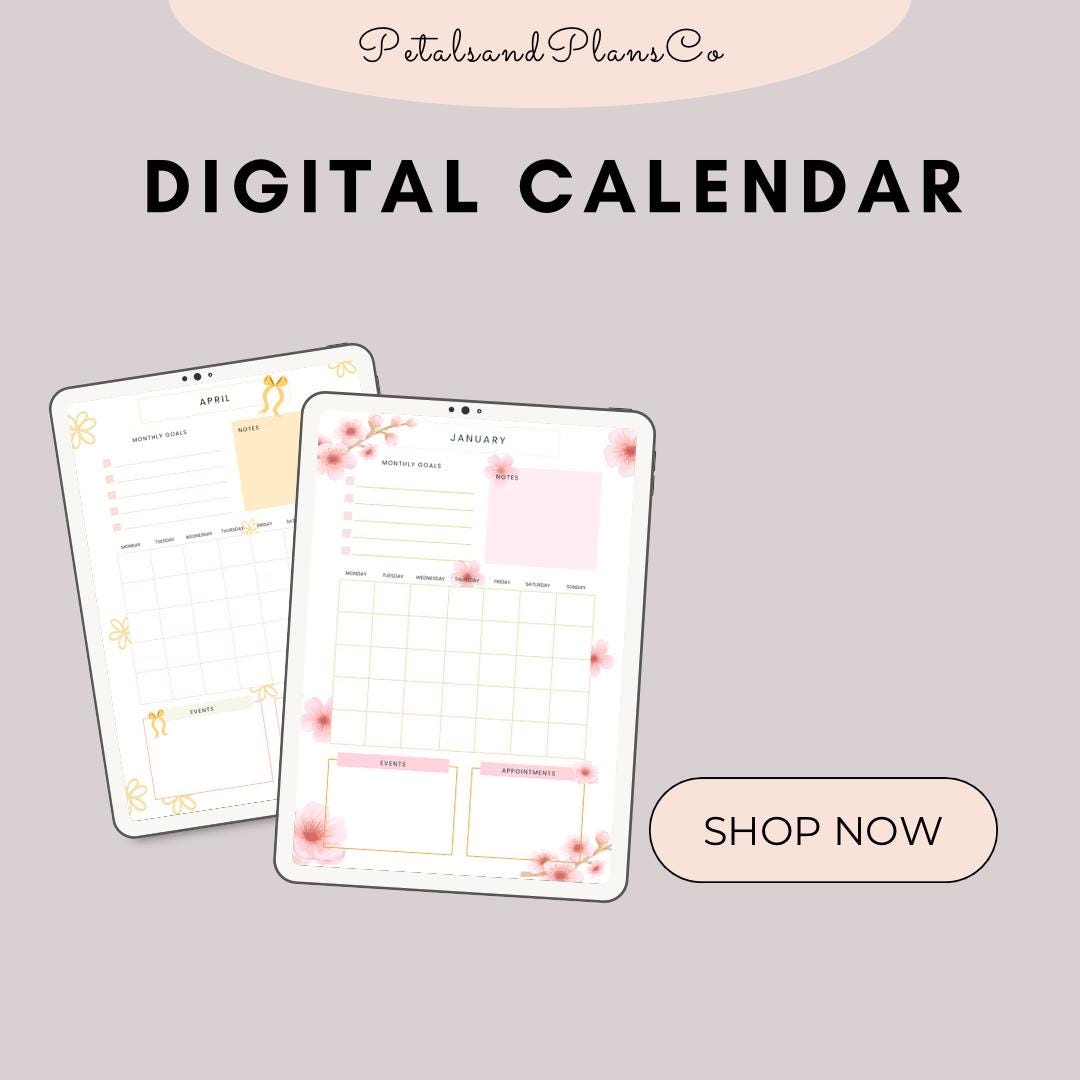 Digital Calendar and Planner Calendars Digital Calendar, Planner, Daily ...