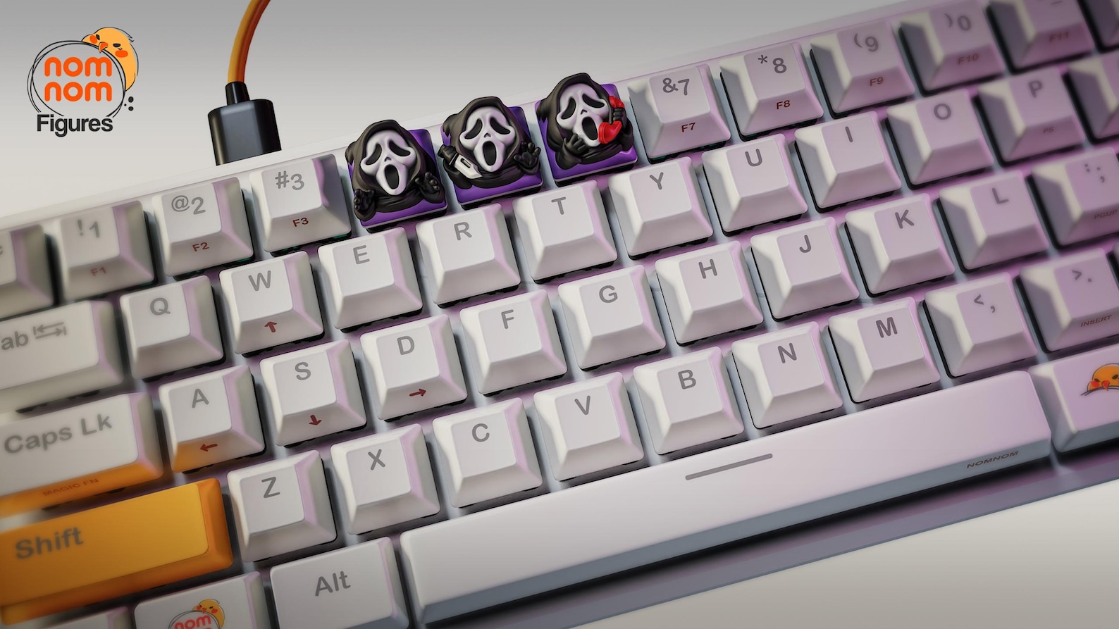 Screaming Ghost - Handmade Anime Keycaps - for MX Switches - Halloween ...