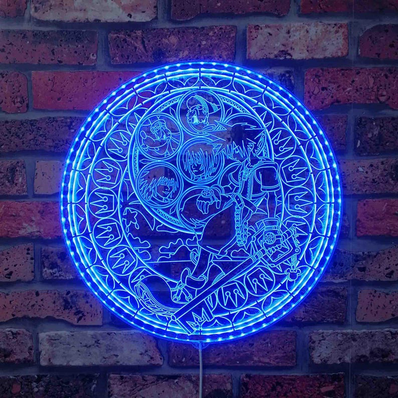 Kingdom Hearts Light up LED Sign , LED Game Room Decor With Multi ...