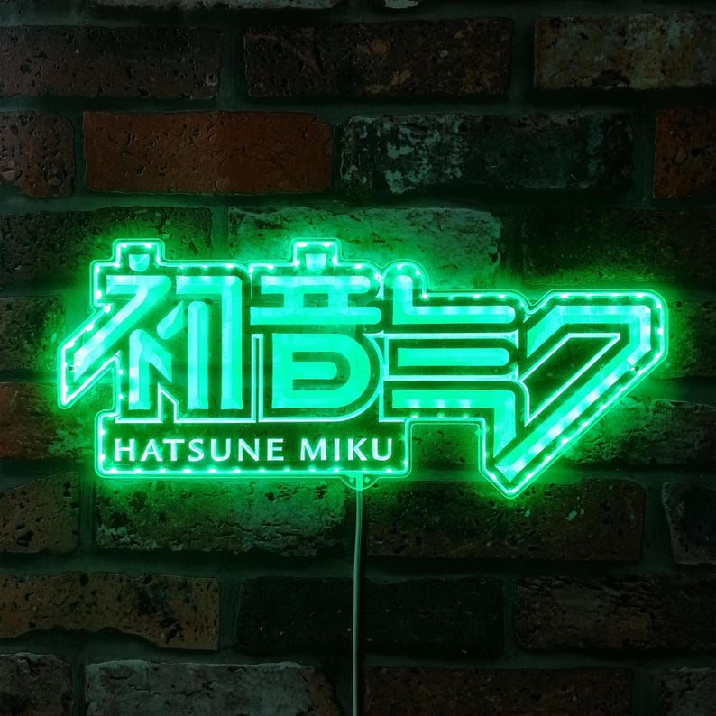 Hatsune Miku Light up LED Sign , LED Game Room Decor With Multi Colors ...