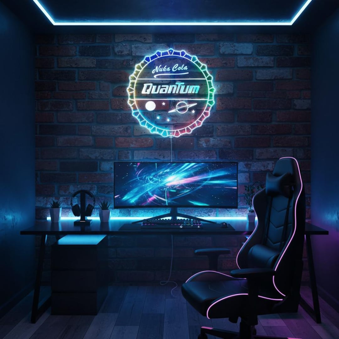 Nuka Cola Quantum Light up LED Sign , LED Game Room Decor With Multi ...