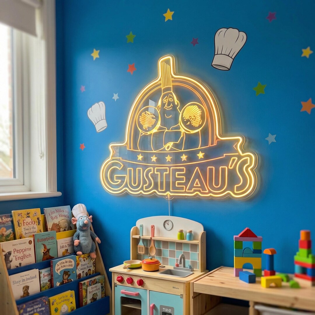 Ratatouille Gusteau's Restaurant Light up LED Sign, Kids Room LED Light ...