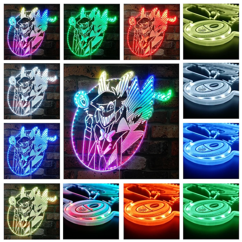 Hazbin Hotel Alastor Light up LED Sign , LED Game Room Decor With Multi ...
