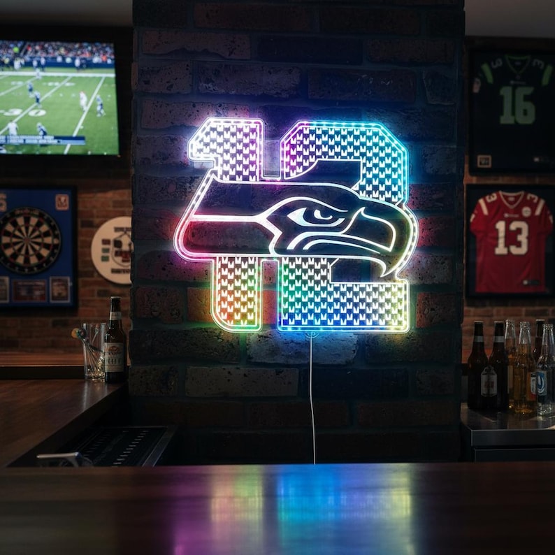 Seattle Seahawks 12th Man Light up LED Sign, Gift for Soccer Player ...