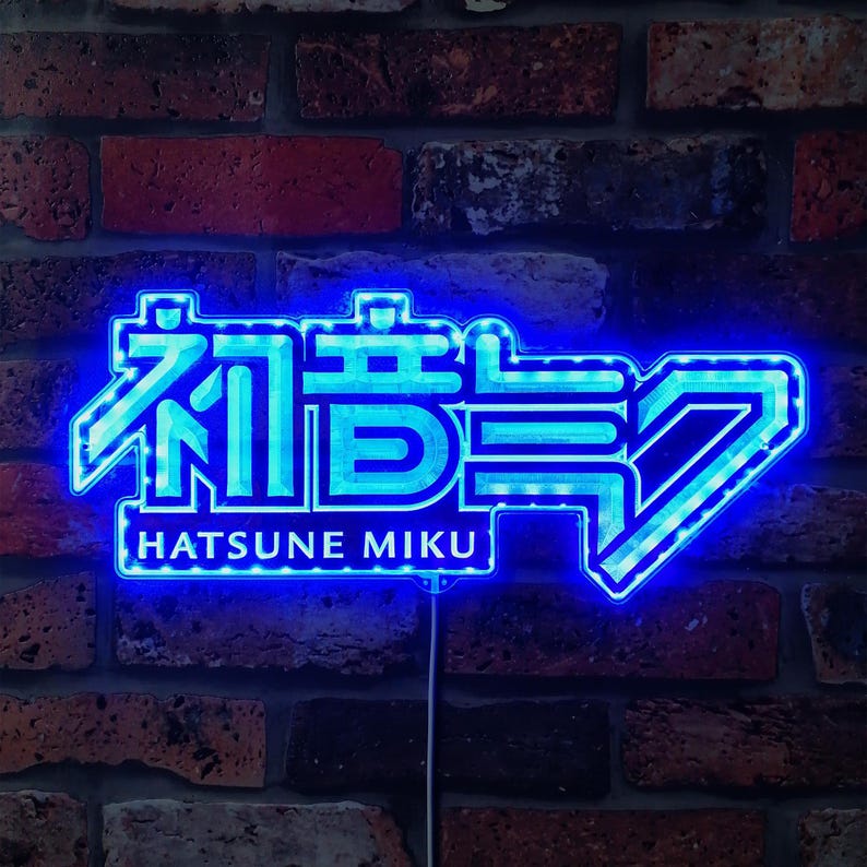 Hatsune Miku Light up LED Sign , LED Game Room Decor With Multi Colors ...