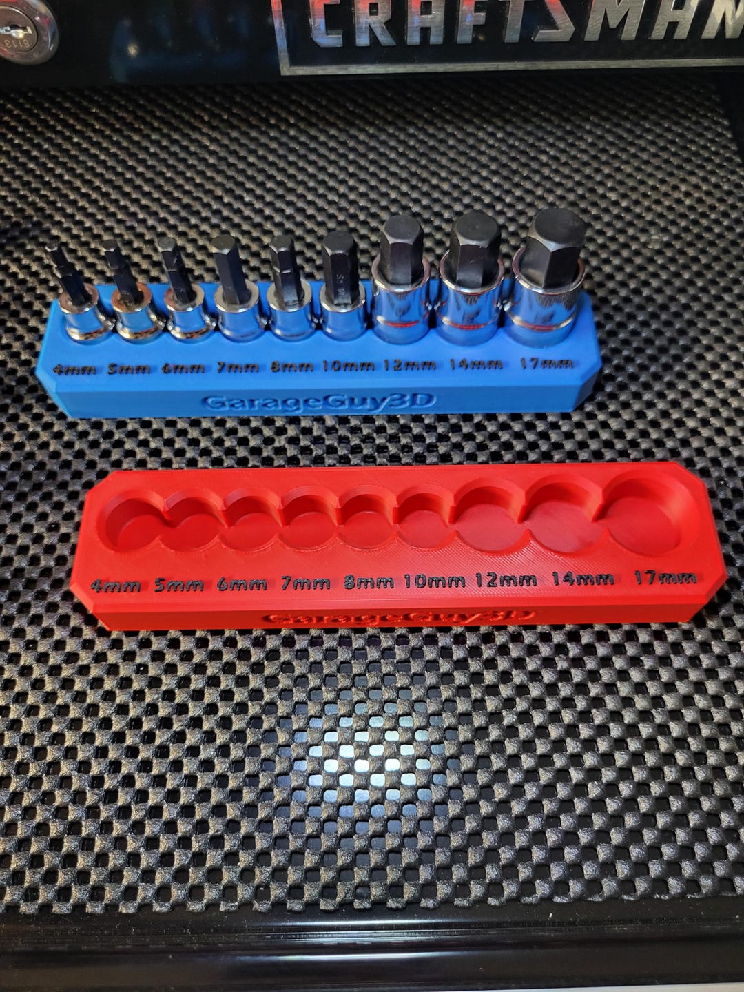 HARBOR FREIGHT METRIC 9 Piece Hex Socket Set Holder 1/2in + 3/8in Drive ...