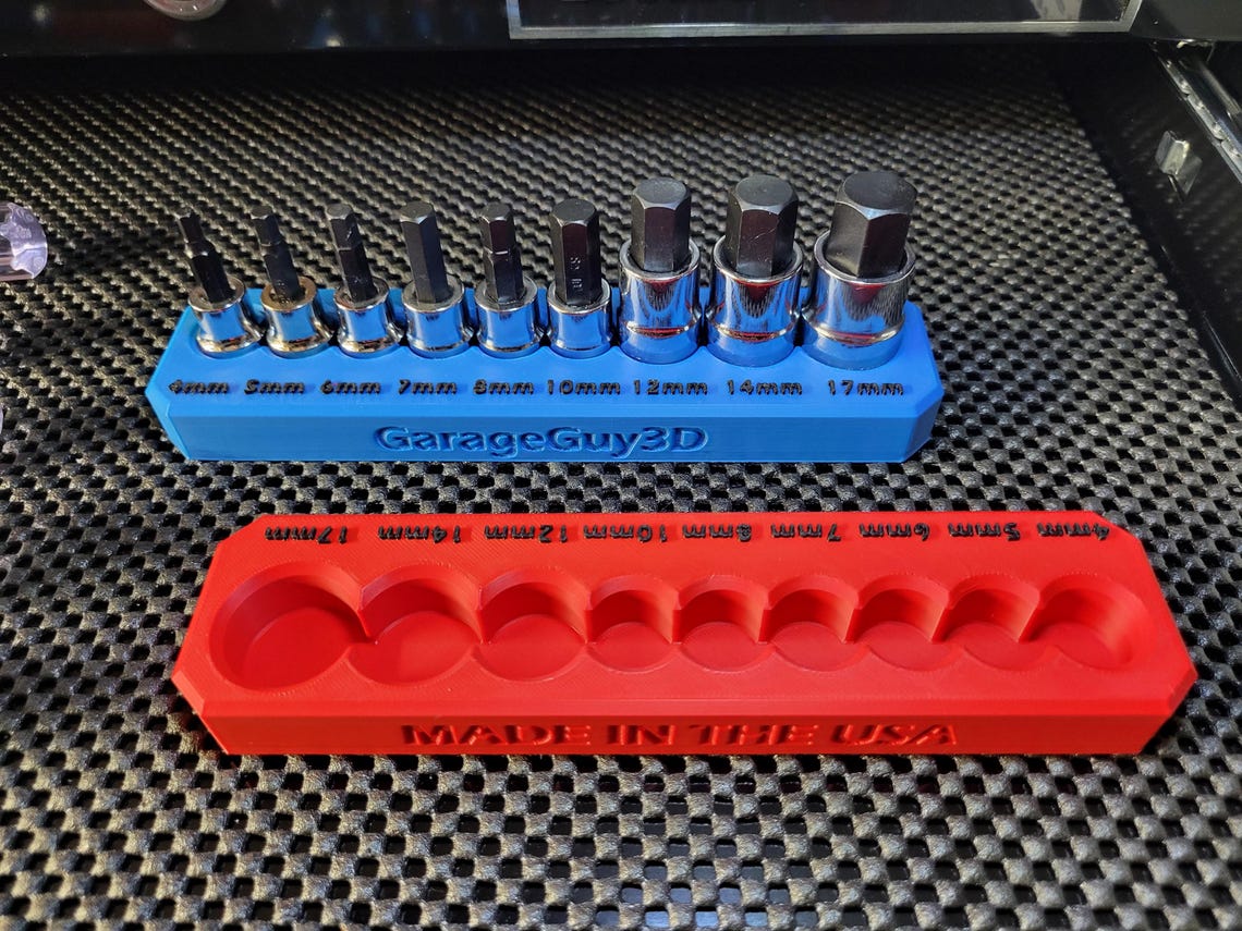 HARBOR FREIGHT METRIC 9 Piece Hex Socket Set Holder 1/2in + 3/8in Drive ...